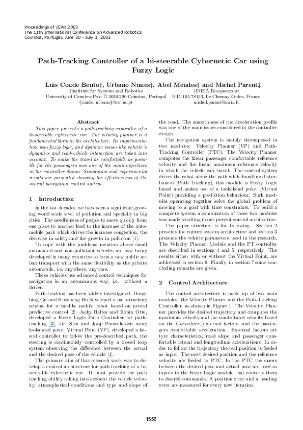 (PDF) Path-Tracking Controller of a bi-steerable Cybernetic Car using Fuzzy Logic
