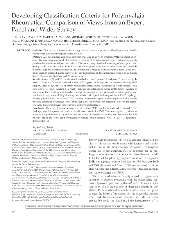 (PDF) Developing classification criteria for polymyalgia rheumatica ...