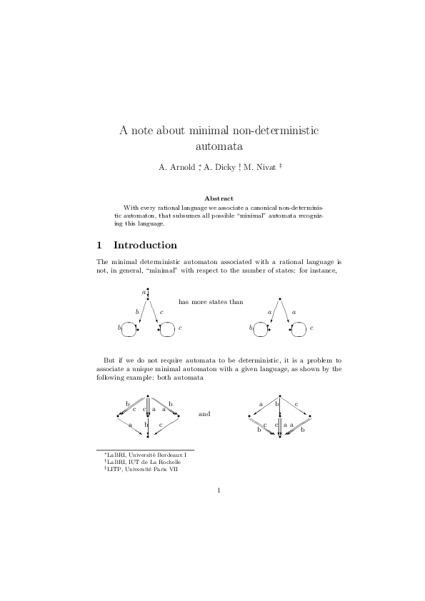(PDF) A note about minimal non-deterministic automata