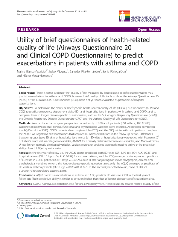 (PDF) Utility of brief questionnaires of health-related quality of life ...