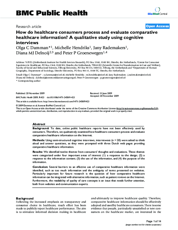 (PDF) How do healthcare consumers process and evaluate comparative healthcare information? A ...