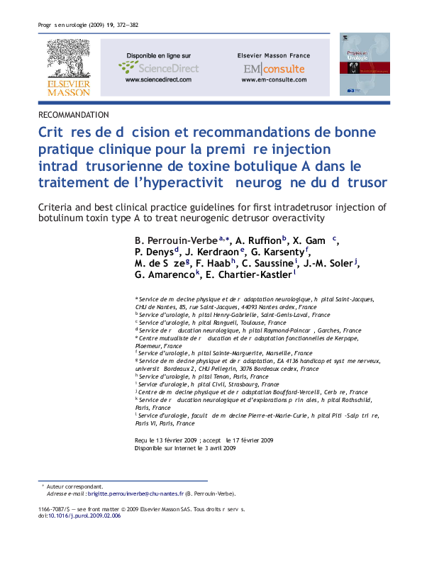 (PDF) [Criteria and best clinical practice guidelines for first ...