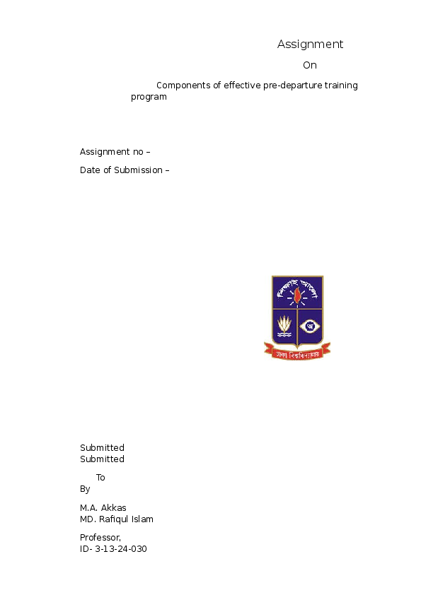 (DOC) Assignment On Components of effective pre-departure training ...