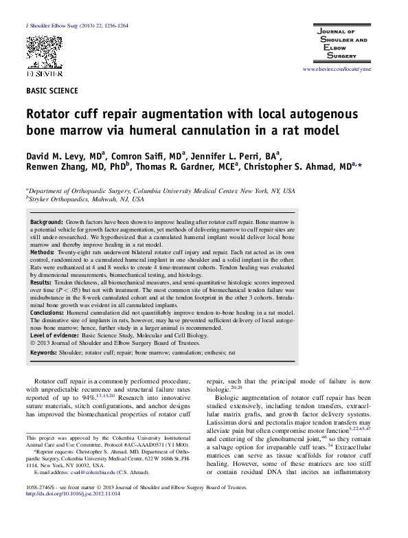 (PDF) Rotator cuff repair augmentation with local autogenous bone ...