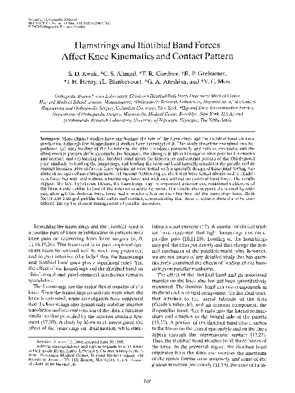 (PDF) Hamstrings and iliotibial band forces affect knee kinematics and ...