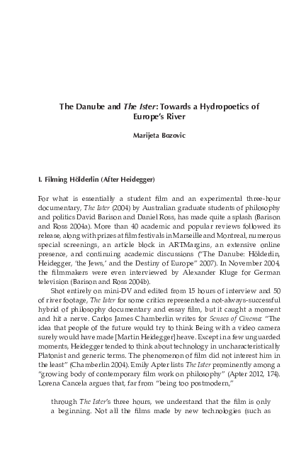 (PDF) "The Danube and The Ister: Towards a Hydropoetics of Europe's River"