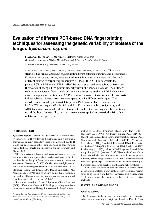 (PDF) Evaluation of different PCR-based DNA fingerprinting techniques ...