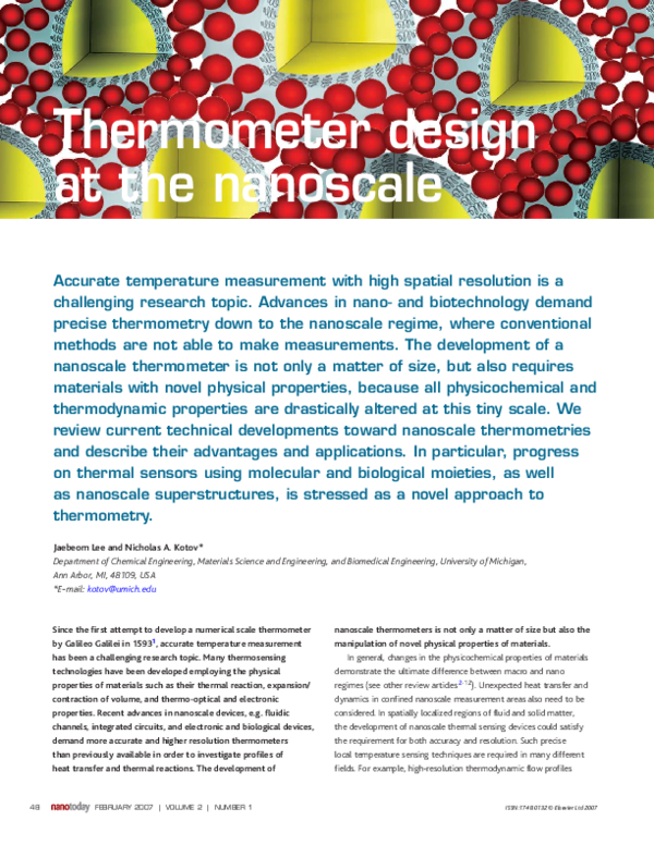 (PDF) Thermometer design at the nanoscale