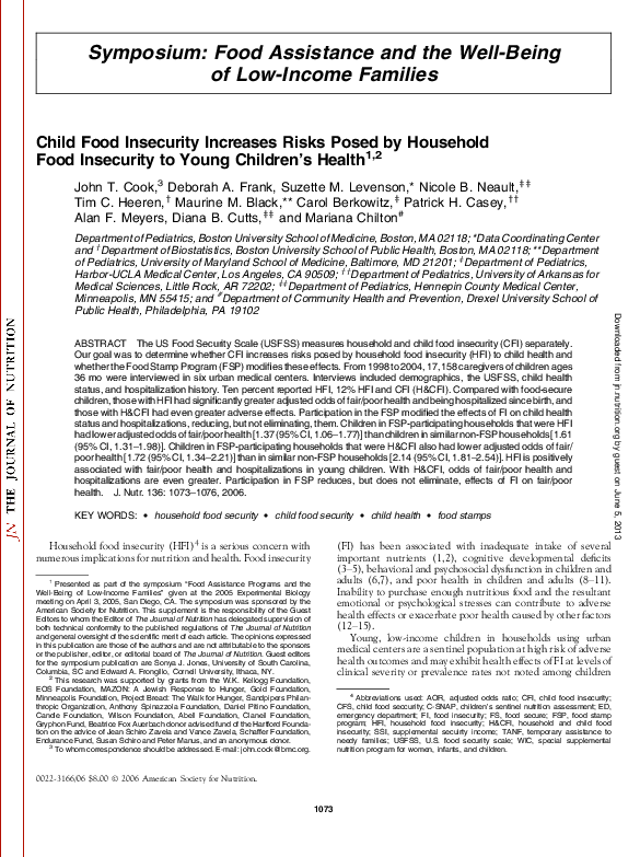 (PDF) Child food insecurity increases risks posed by household food ...