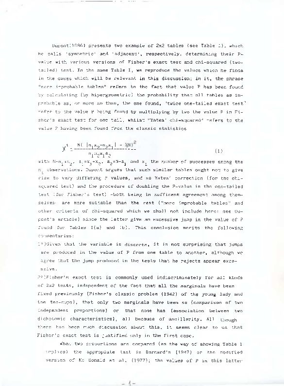 (PDF) Sensitivity of Fisher's exact test to minor perturbations in 2 x ...