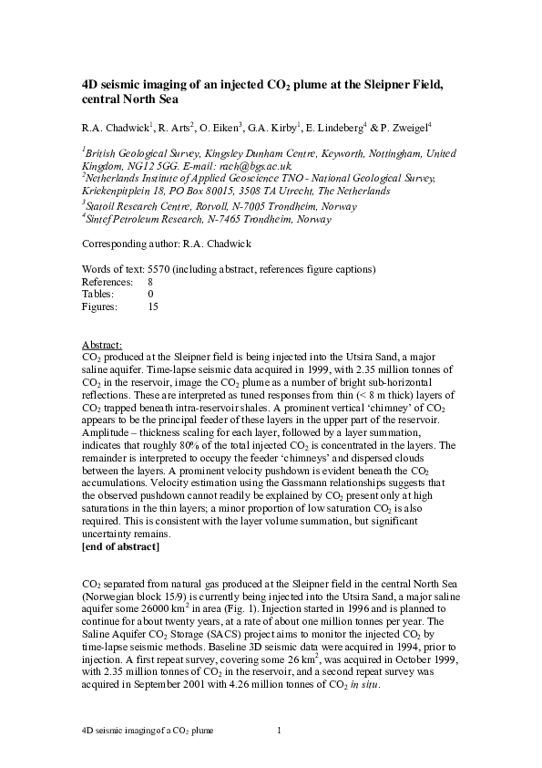Pdf 4d Seismic Imaging Of An Injected C02 Plume At The Sleipner Field Central North Sea