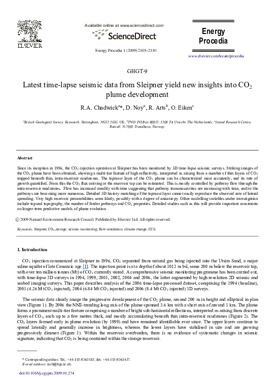 (PDF) Latest time-lapse seismic data from Sleipner yield new insights ...