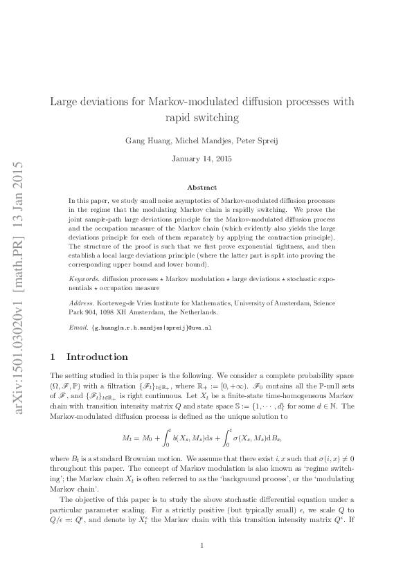 (PDF) Large deviations for Markov-modulated diffusion processes with rapid switching
