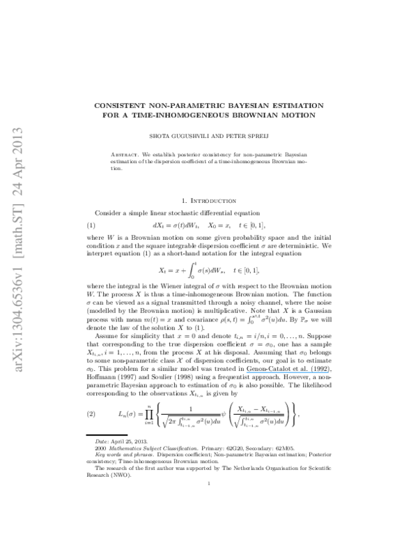 Pdf Consistent Non Parametric Bayesian Estimation For A Time