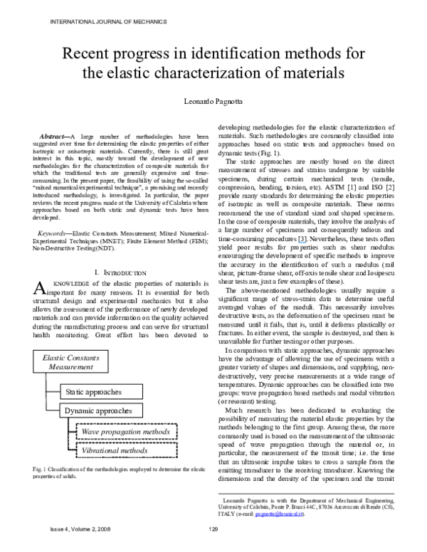 (PDF) Recent progress in identification methods for the elastic ...