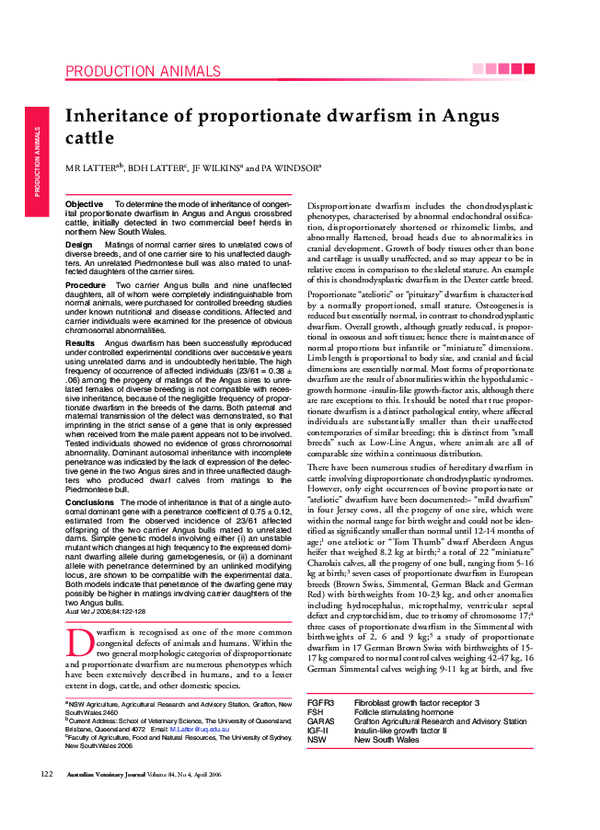 (PDF) Inheritance of proportionate dwarfism in Angus cattle