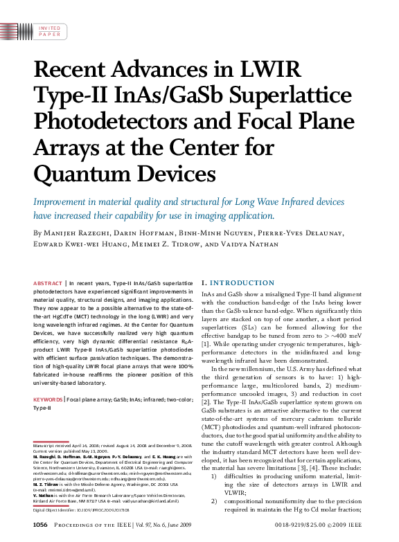 (PDF) Recent Advances in LWIR Type-II InAs/GaSb Superlattice ...