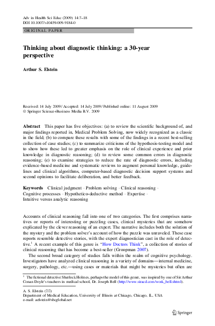 (PDF) Thinking about Diagnostic Thinking