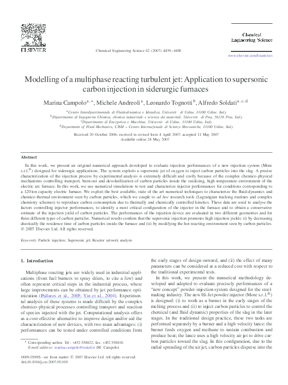 (PDF) Modelling of a multiphase reacting turbulent jet: Application to ...