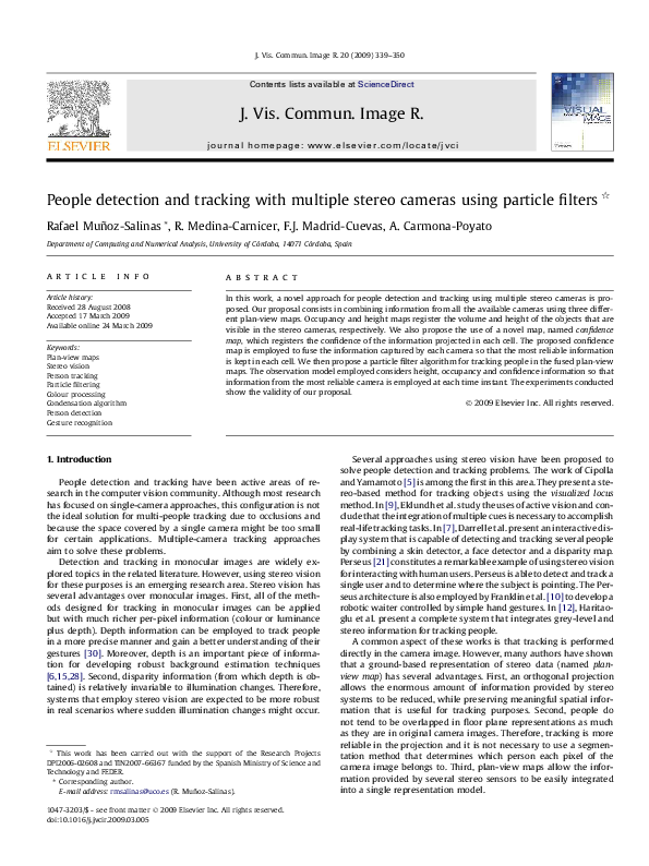 Pdf People Detection And Tracking With Multiple Stereo Cameras Using Particle Filters