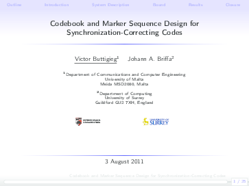 Codebook and marker sequence design for synchronization-correcting codes