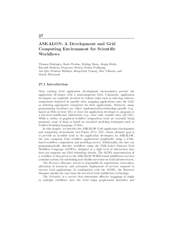 (PDF) ASKALON: A Development and Grid Computing Environment for Scientific Workflows
