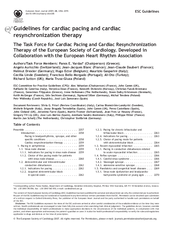 (PDF) Guidelines for cardiac pacing and cardiac resynchronization ...