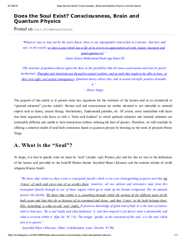 (PDF) Arguments for the Existence of the Human Soul