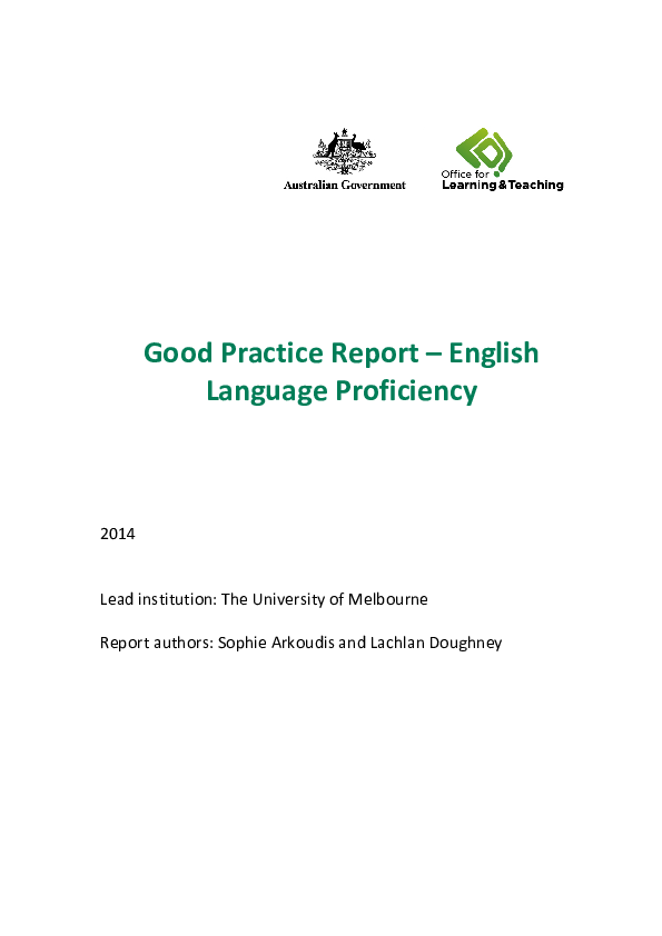 (PDF) Good Practice Report – English Language Proficiency
