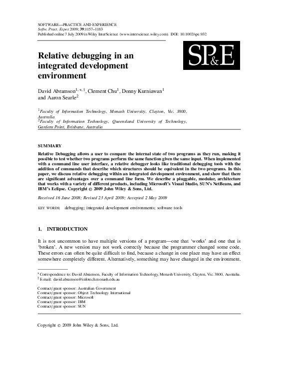 (PDF) Relative debugging in an integrated development environment