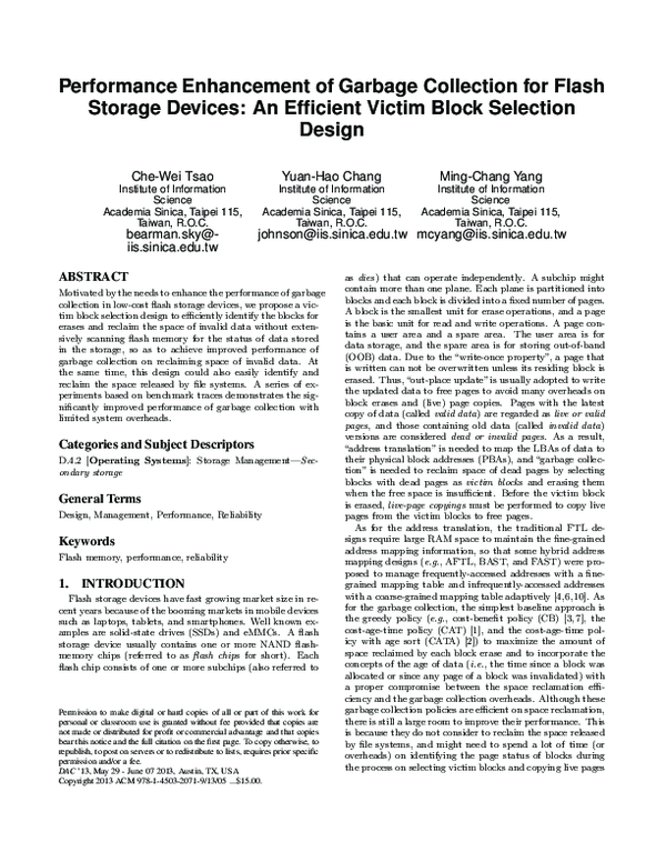 (PDF) Performance Enhancement of Garbage Collection for Flash Storage ...