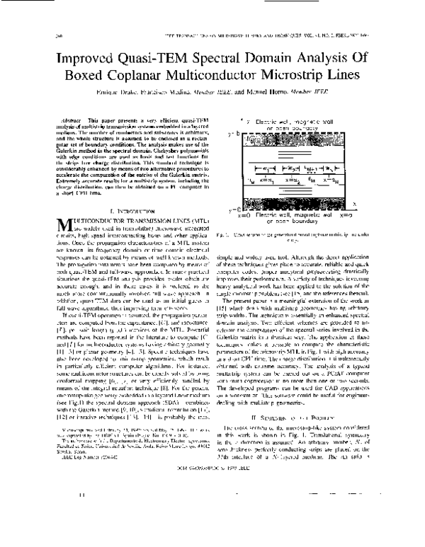 (PDF) Improved quasi-TEM spectral domain analysis of boxed coplanar multiconductor microstrip lines