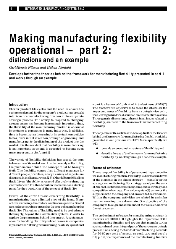 (PDF) Making manufacturing flexibility operational – part 2 ...