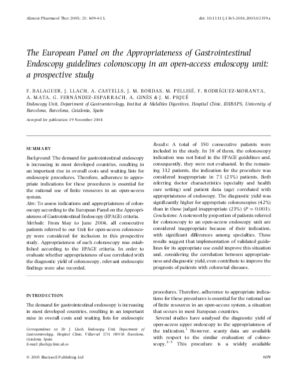 (PDF) The European Panel on the Appropriateness of Gastrointestinal ...