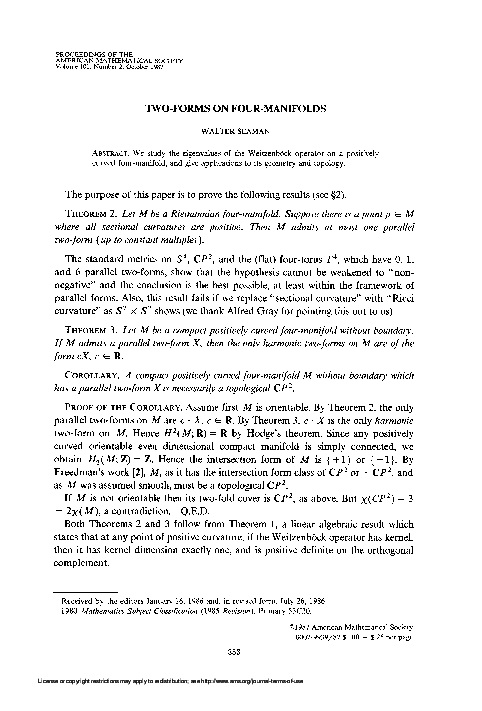 (PDF) Two-forms on four-manifolds | Walter Seaman - Academia.edu