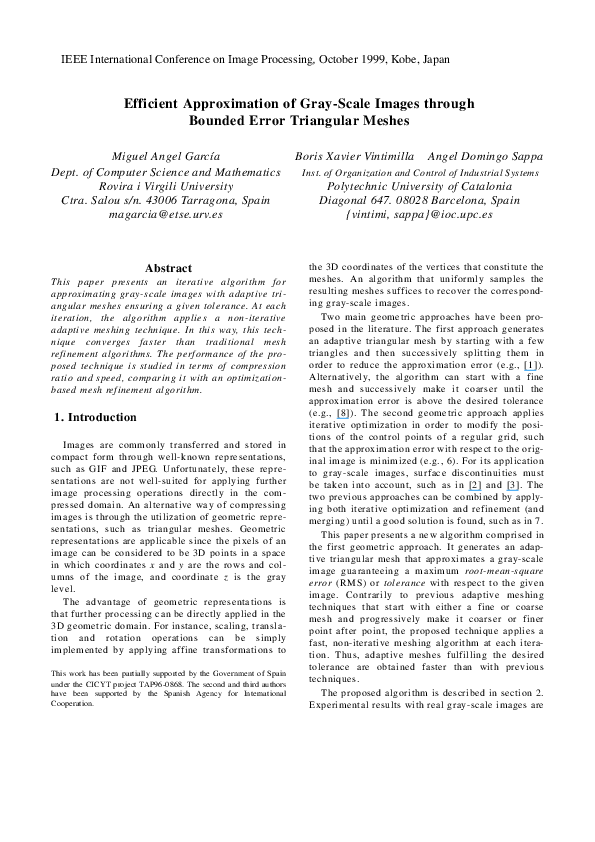 (PDF) Efficient Approximation of Gray-Scale Images Through Bounded Error Triangular Meshes
