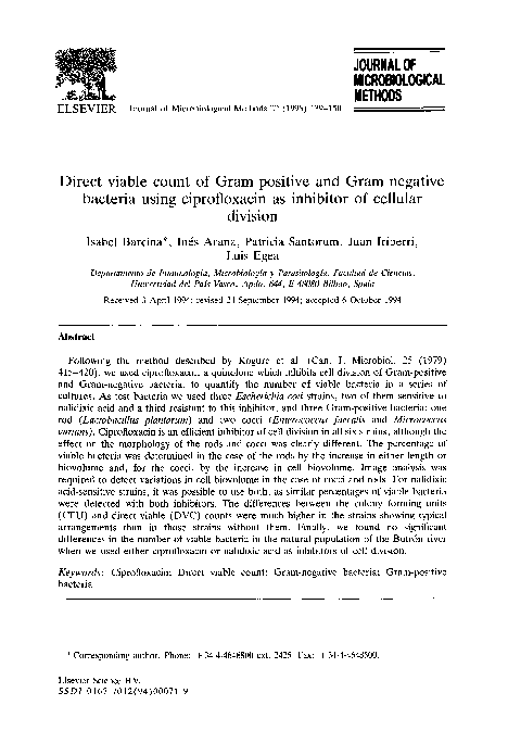 (PDF) Direct viable count of Gram-positive and Gram-negative bacteria ...