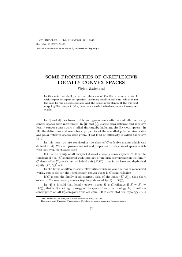 (PDF) Some properties of C-reflexive locally convex spaces