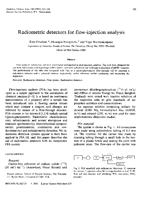 (PDF) Radiometric detectors for flow-injection analysis