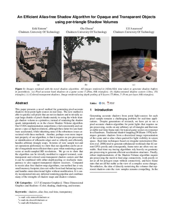 (PDF) An efficient alias-free shadow algorithm for opaque and transparent objects using per ...
