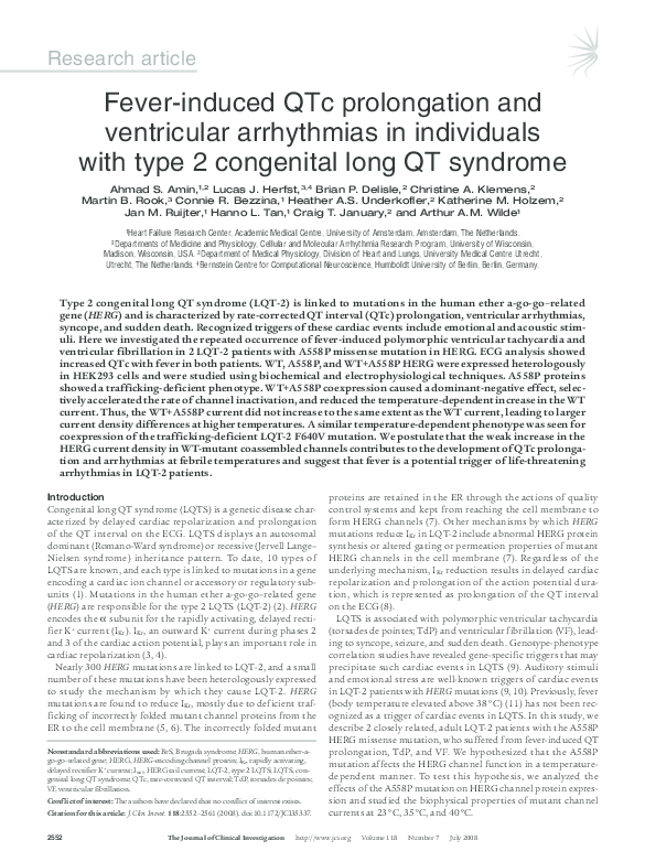 (PDF) Fever-induced QTc prolongation and ventricular arrhythmias in ...