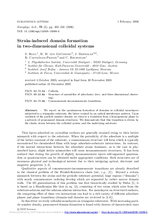 (PDF) Strain-induced domain formation in two-dimensional colloidal systems