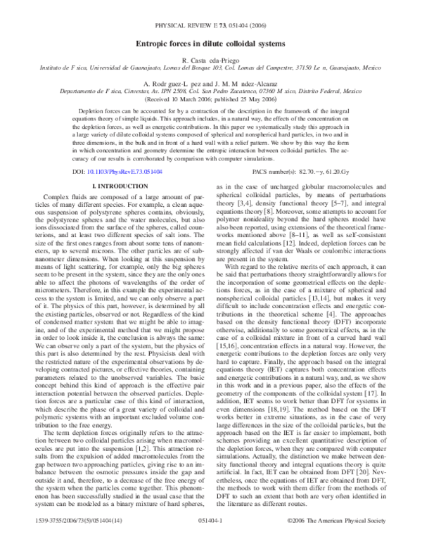 (PDF) Entropic forces in dilute colloidal systems