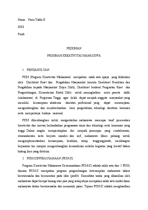 (DOC) Ringkasan PKM-K