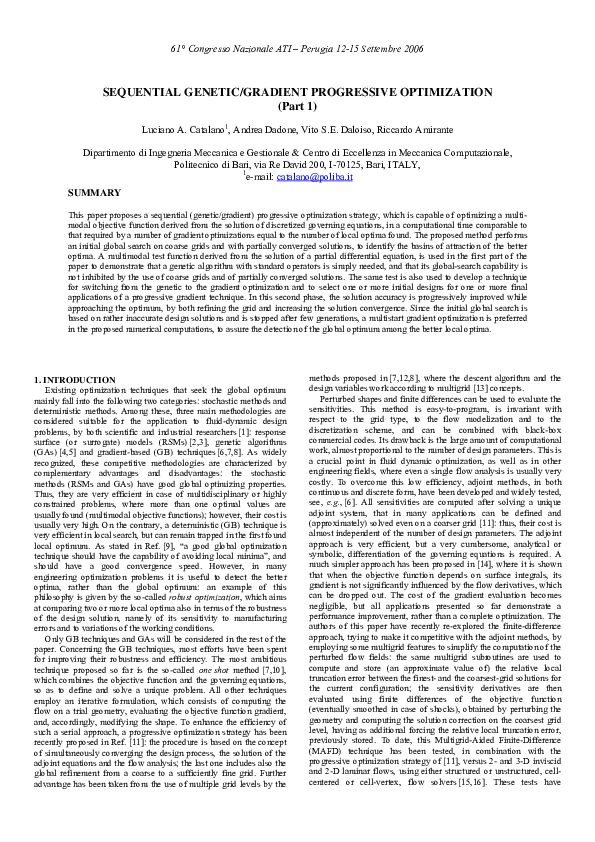 (PDF) Sequential genetic/gradient progressive optimization (part 1)