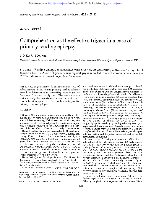 (PDF) Comprehension as the effective trigger in a case of primary ...