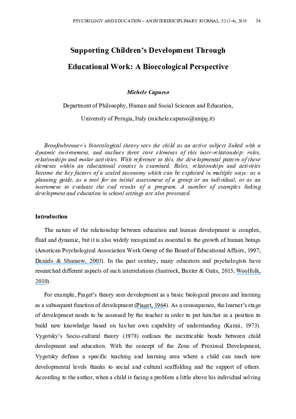 (PDF) Supporting Children's Development Through Educational Work: A ...