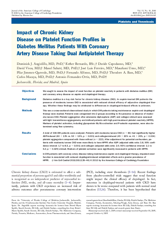(PDF) IMPACT OF CHRONIC KIDNEY DISEASE ON PLATELET FUNCTION PROFILES IN ...