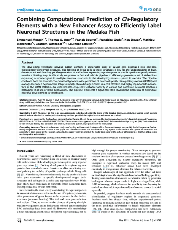 (PDF) Combining Computational Prediction of Cis-Regulatory Elements with a New Enhancer Assay to ...