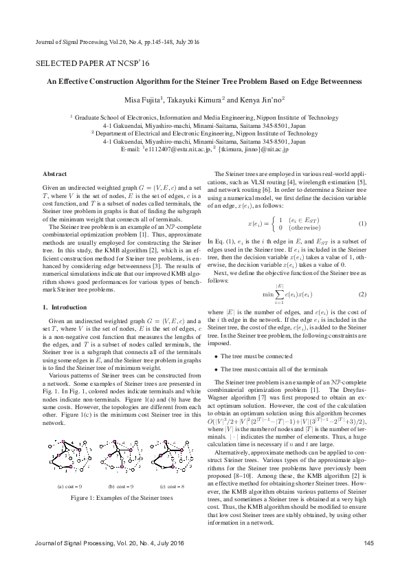 (PDF) An Effective Construction Algorithm for the Steiner Tree Problem Based on Edge Betweenness